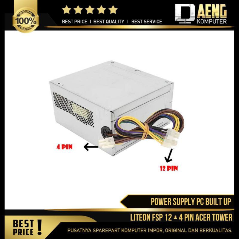 Jual Power Supply PSU Power Suplay PC Built up Liteon Fsp 12 + 4 pin ...