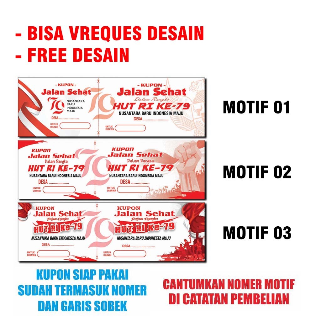 Jual cetak kupon jalan sehat undian voucher isi 1250 lembar ukuran 19x5.5cm | Shopee Indonesia