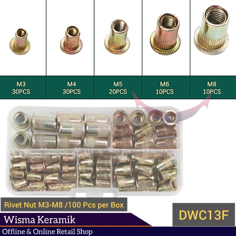 Jual 100 Pcs Rivet Nut Sert/Mur tanam m3-M8 | Shopee Indonesia