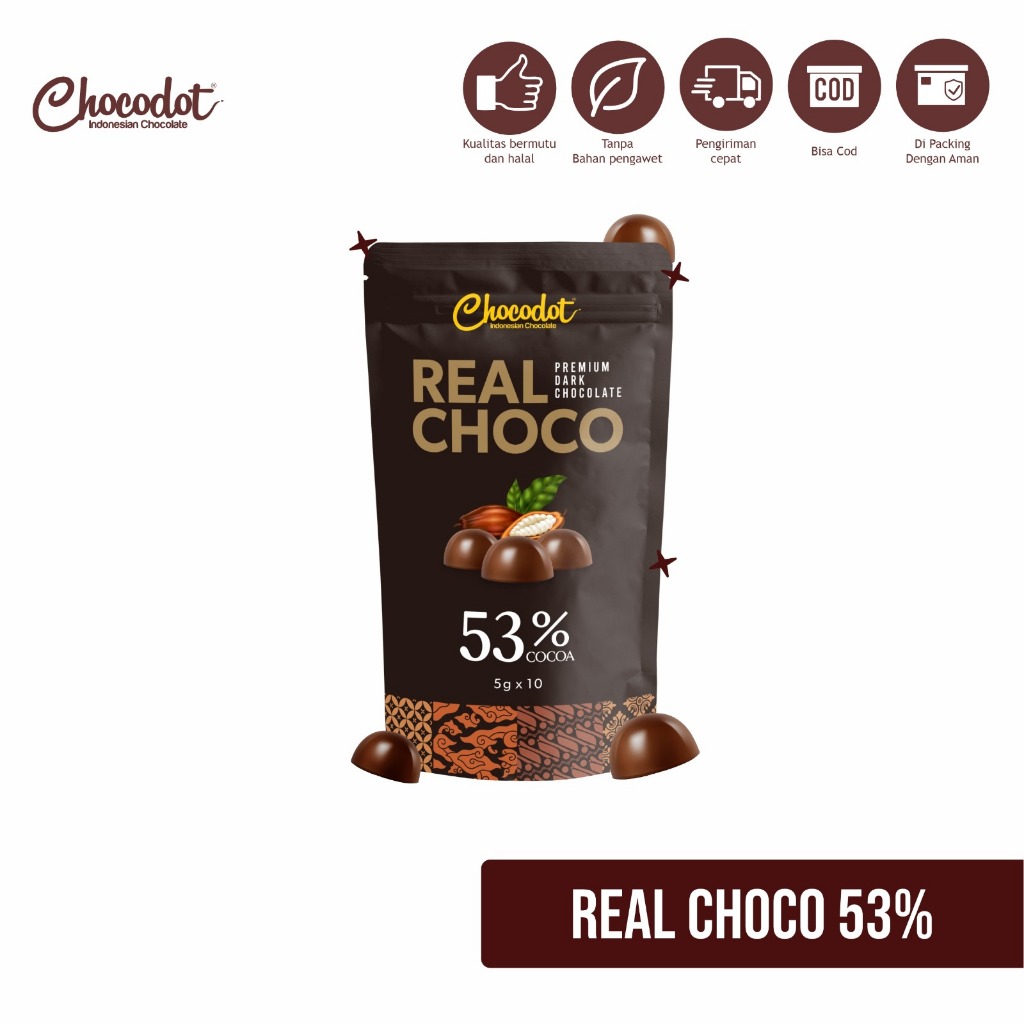Jual New Product Coklat Chocodot Real Choco Premium Dark Chocolate 53% ...