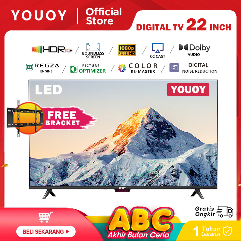 Jual （FREE BRACKET）Promosi TV Digital 22 inch - Panel A+/FHD 2K - HDR10 ...