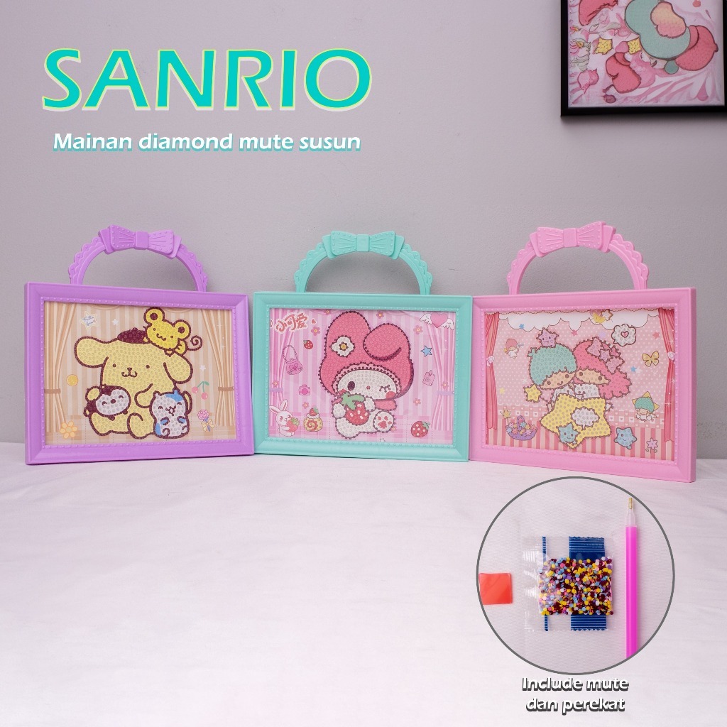 Jual DIY Set Diamond Painting With Frame Karakter Sanrio Lotso Beads ...