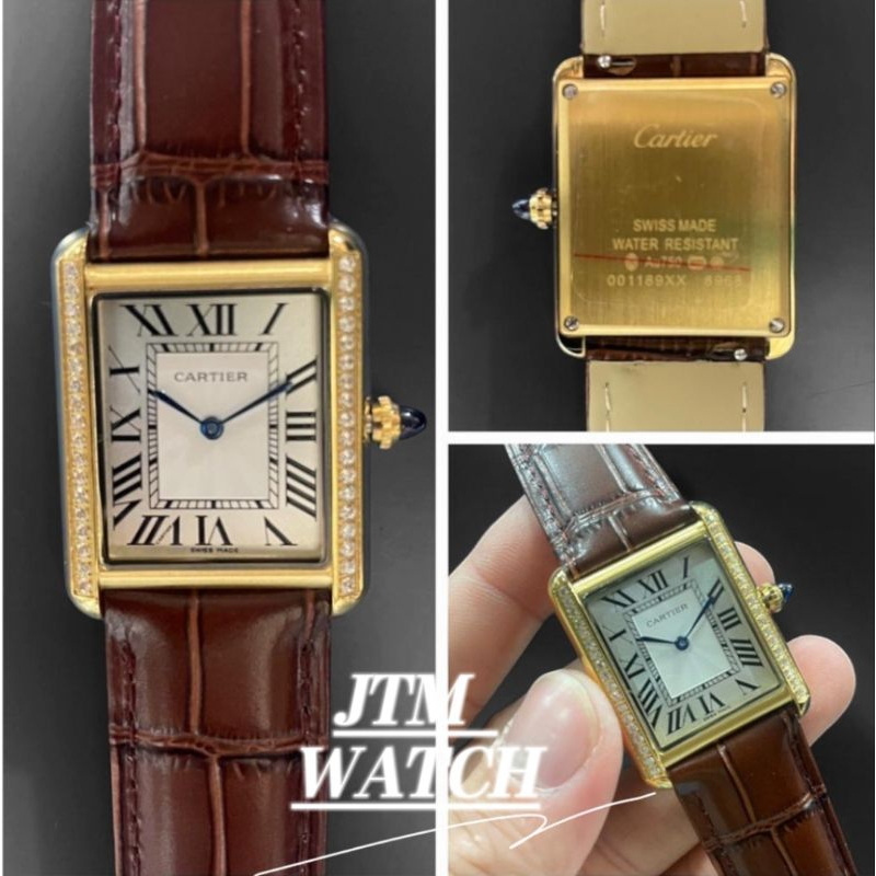 Jual JTM WATCH Jam Tangan Wanita Cartier Tank Diamond Romawi Croco ...