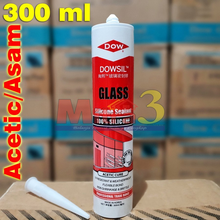 Jual DOWSIL Silicone Sealant ACETIC Cure/ Lem Silikon Dow Corning Kaca Asam | Shopee Indonesia