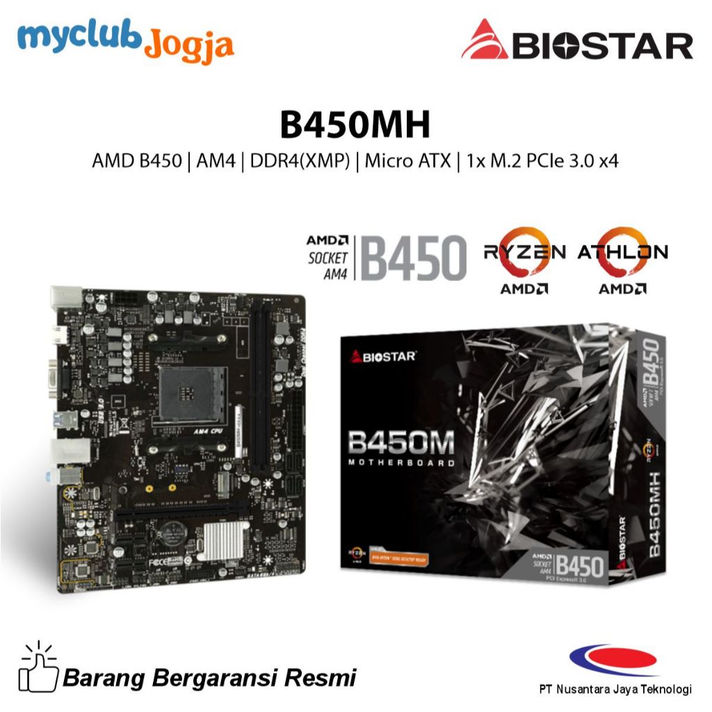 Jual BIOSTAR B450MH Motherboard AMD B450 AM4 DDR4 XMP HDMI VGA M2 NVMe Micro ATX | Shopee Indonesia