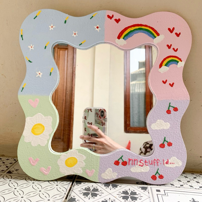 Jual kaca dinding standing mirror cermin aesthetic custom kaca vintage ...