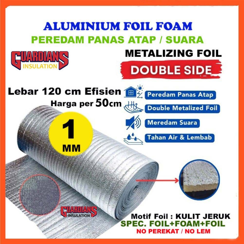 Jual LEBAR 120 cm Aluminium Foil Atap Double | Thermal Foam Metalizing ...