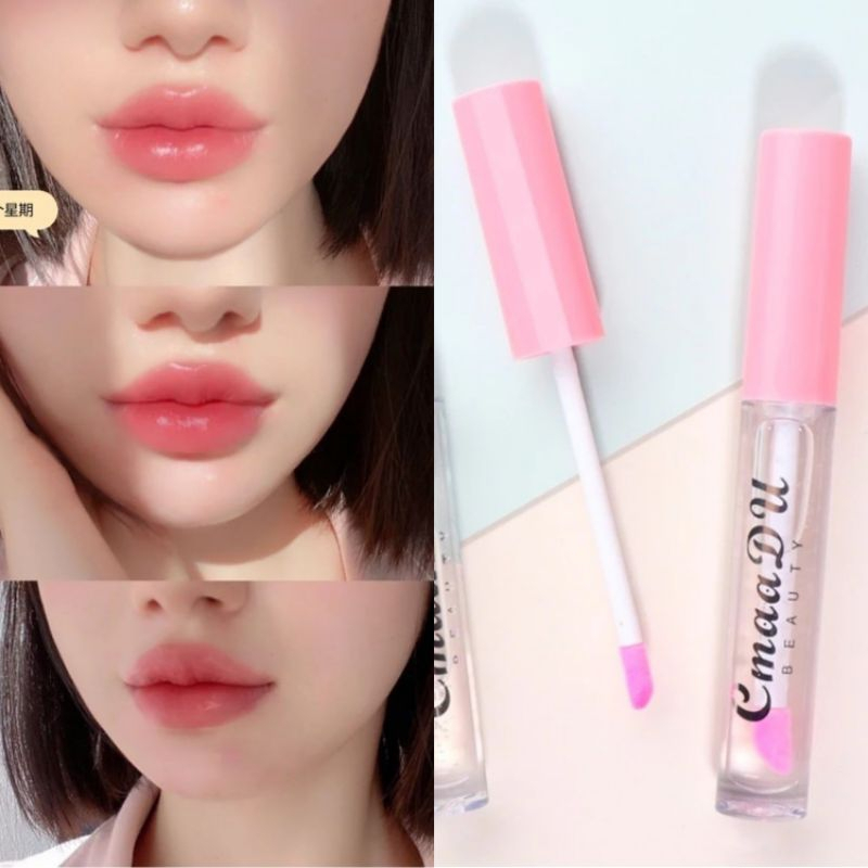 Jual CmaaDu Lips Gloss Cair Warna Bening Tahan Lama Berubah Warna Pink ...