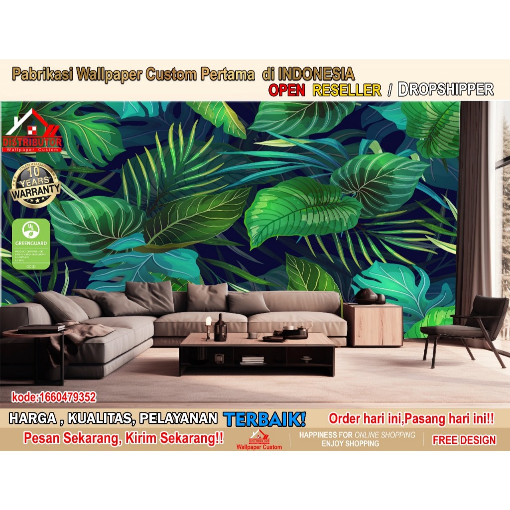 Jual Wallpaper Custom Dinding Tema Leaf | Daun | Tema Tropical ...