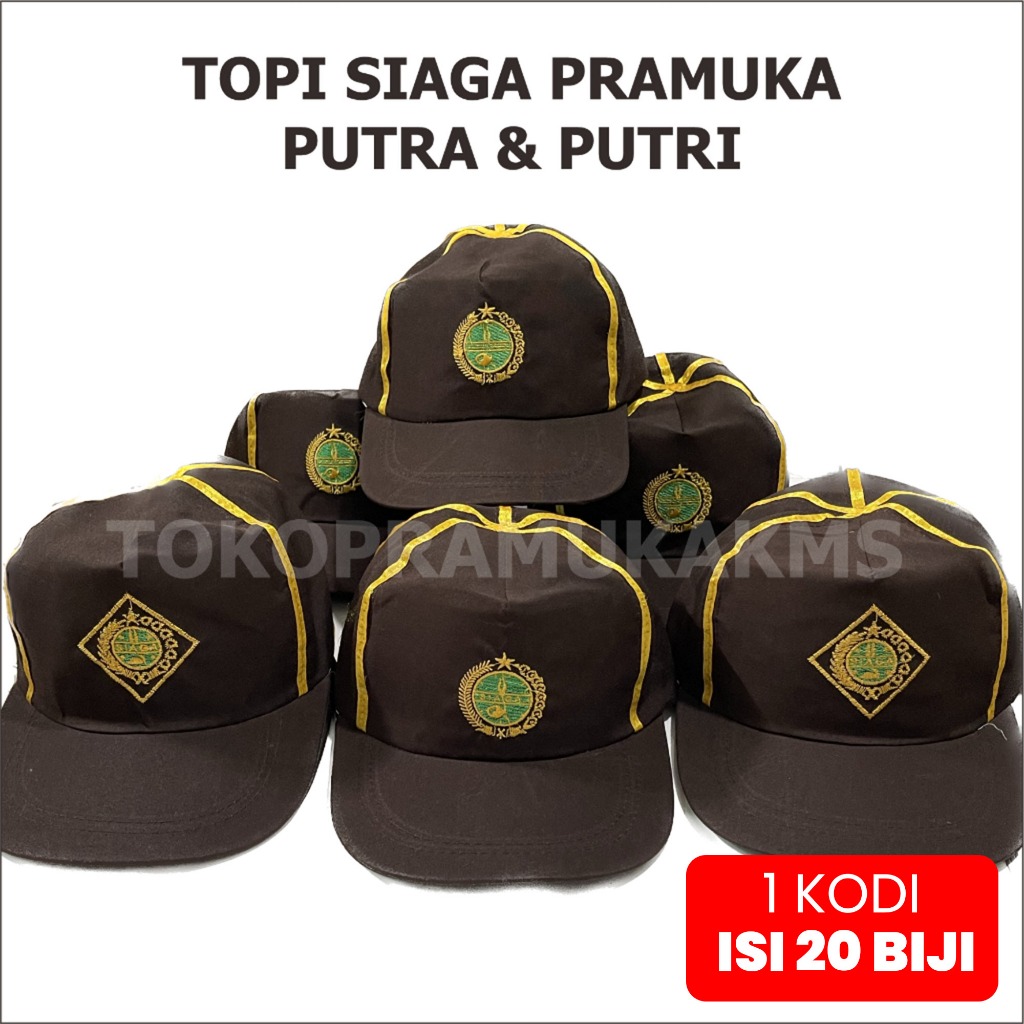 Jual ISI 20 Topi Pramuka Siaga Putri Putra Bordir Lis Kuning kodian ...