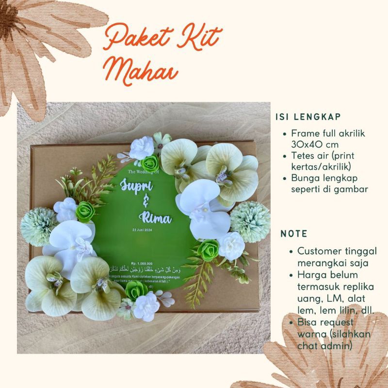 Jual Paket Bunga Mahar Pernikahan (03) Mahar Tetes Air Full Akrilik ...