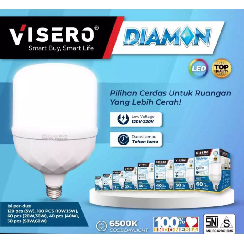 Jual Bohlam / Lampu Kapsul LED VISERO DIAMON 5W,10W,15W,20W,30W,50W,60W | Shopee Indonesia