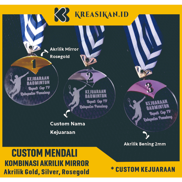Jual KREASIKAN MENDALI KEJUARAN / MENDALI AKRILIK / MENDALI AKRILIK ...