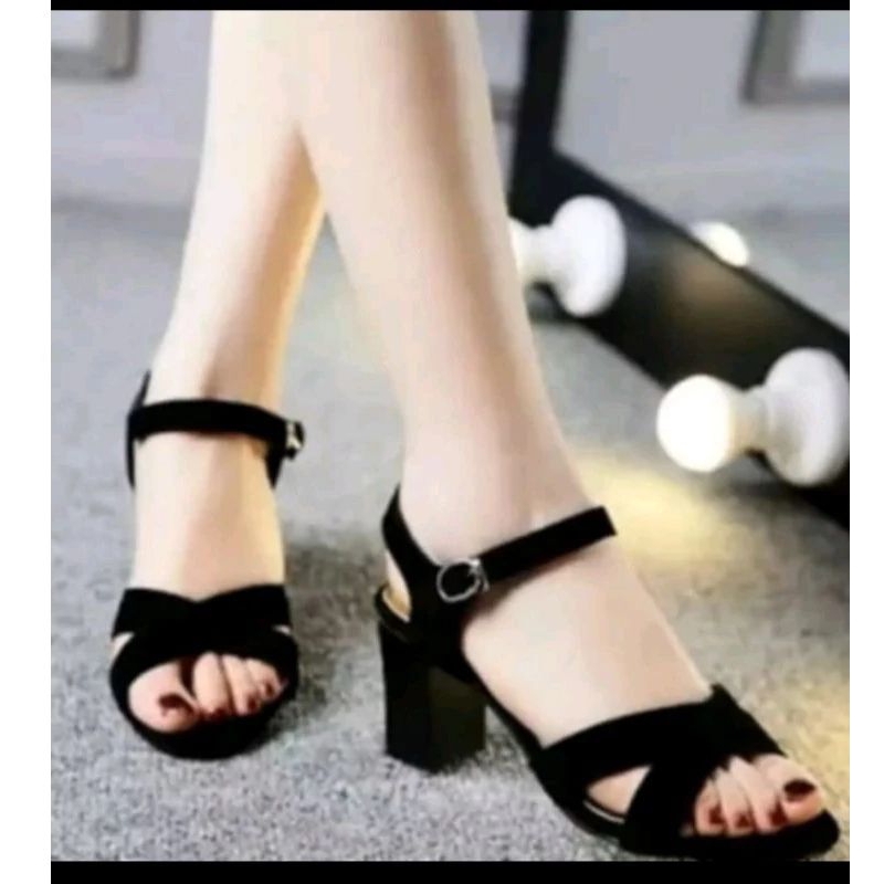 Jual Hak Tali Silang Wanita Simple High Heels Sepatu Kondangan Wisuda ...