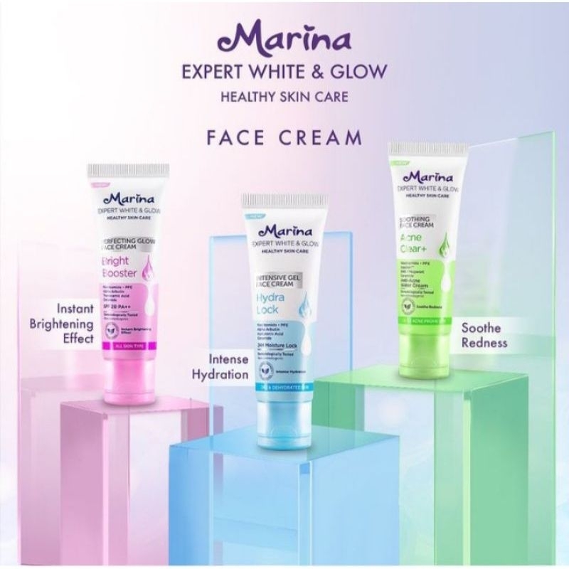 Jual Marina Expert White and Glow Face cream 25 ml | Bright Booster ...