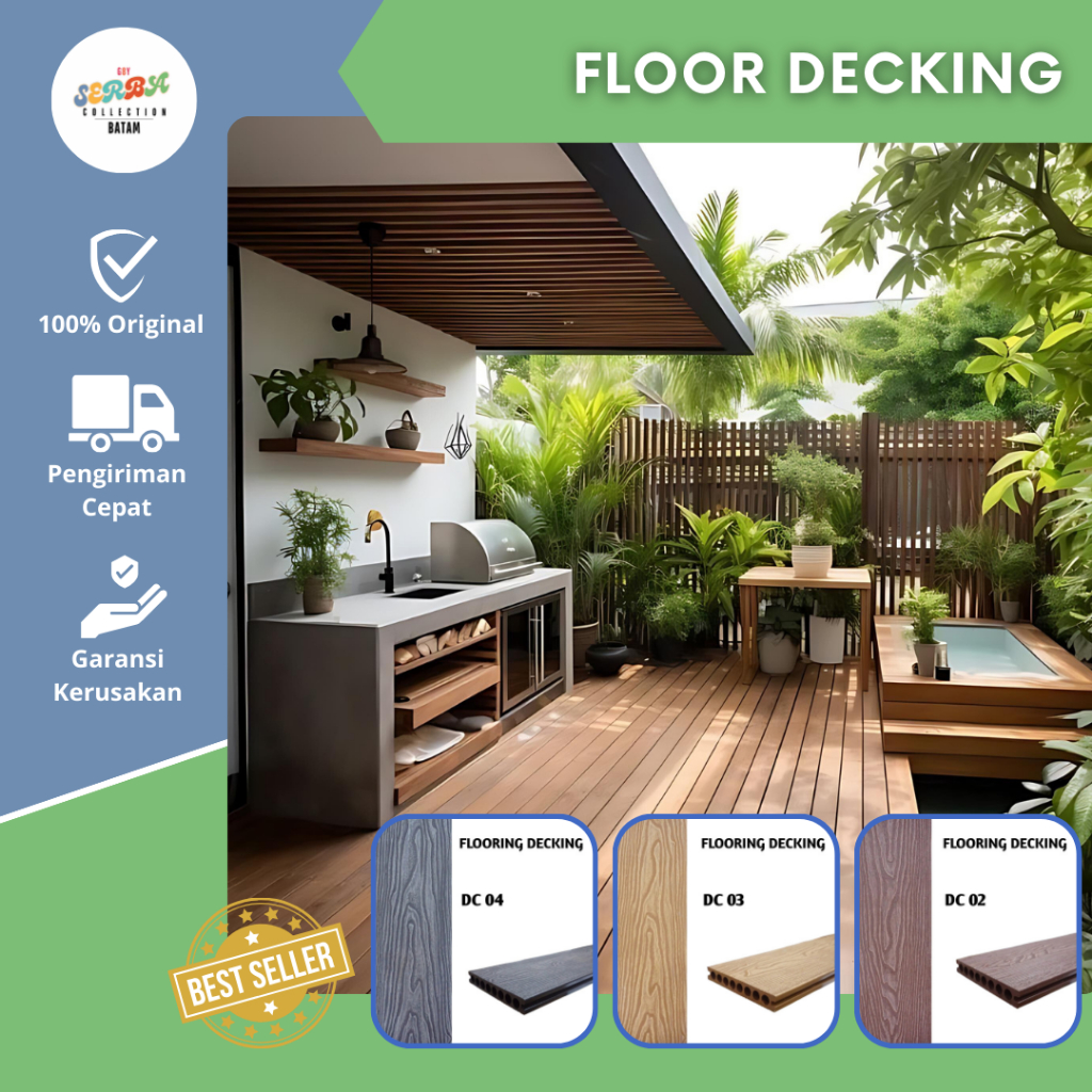 Jual FLOOR Decking WPC Outdoor Motif Kayu Panjang 2.9m/ Lantai Decking ...