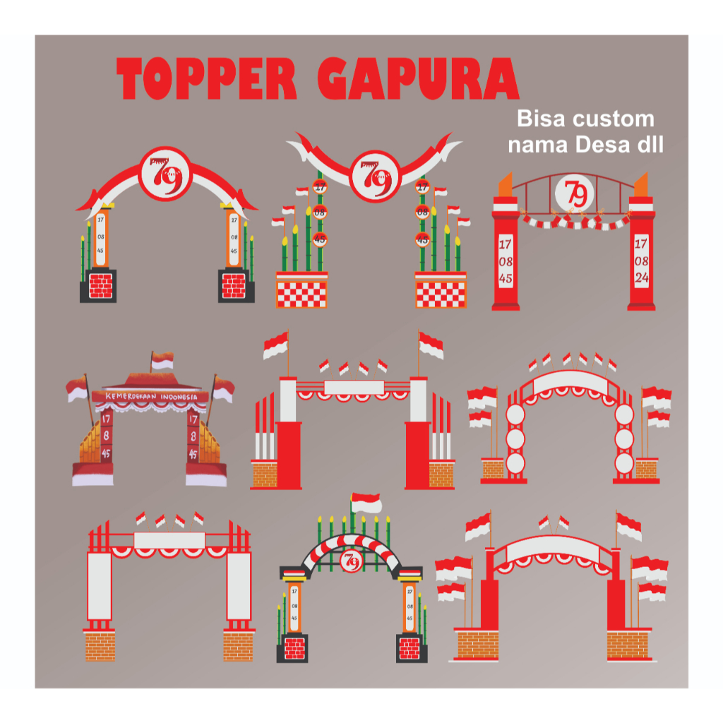Jual TOPPER GAPURA 17 AGUSTUS/HIASAN TUMPENG/TOPPER CAKE/BISA CUSTOM ...