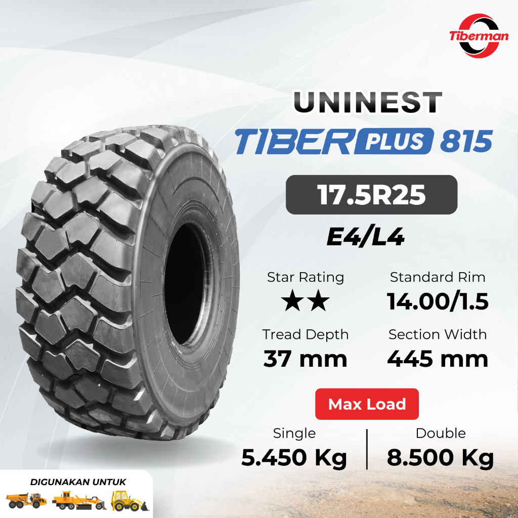 Jual Ban Uninest 17.5R25 ** E4/L4 Tiberplus 815 - Ban Articulated Dump Truk | Shopee Indonesia