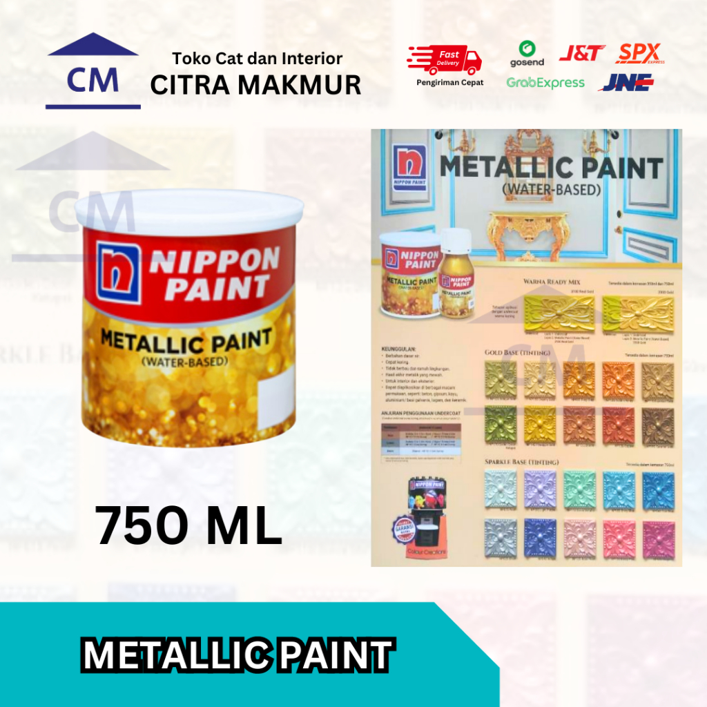 Jual Cat Nippon Metallic Paint Gold ( Waterbase ) Tinting 750ml ...