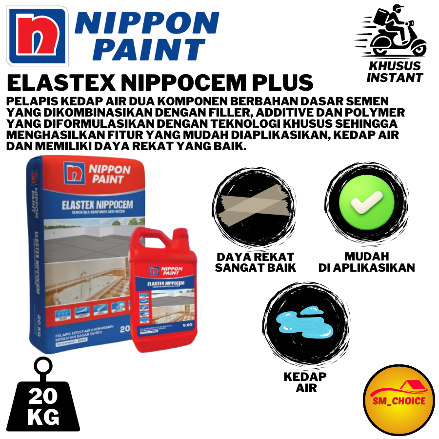 Jual ELASTEX NIPPOCEM 20KG + 5KG PELAPIS WATERPROFING SETARA SIKA TOP ...