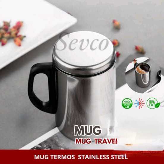 Jual Cangkir Mug Tutup Stainless Steel G 3450/ Termos Stenles Minum 500 ...