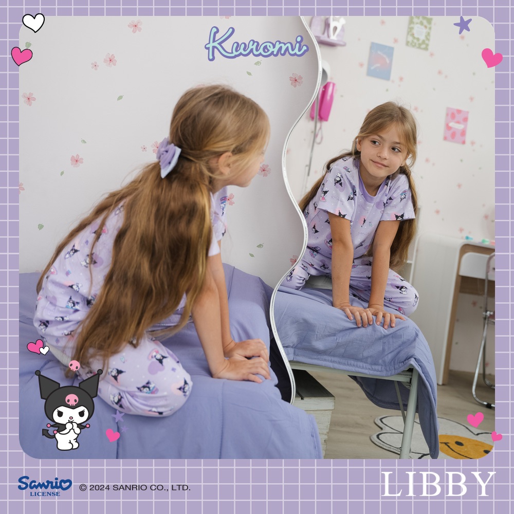 Jual LIBBY Sanrio Setelan Piyama Anak Besar Perempuan Kuromi Cinnamoroll Hello Kitty (1 Stel ...