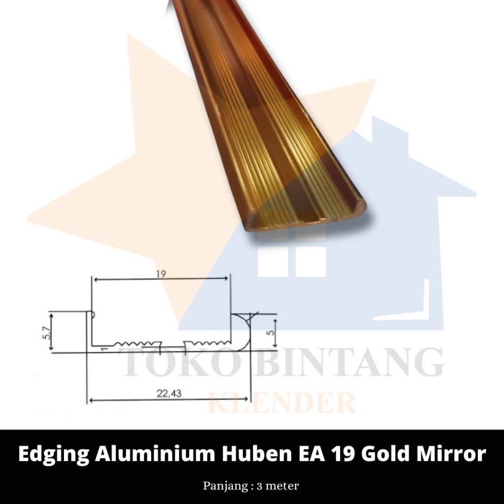 Jual Edging Aluminium Huben EA 19 Gold Mirror | Shopee Indonesia