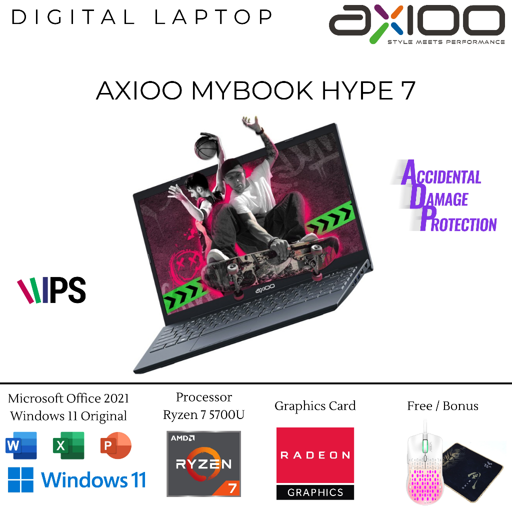 Jual Laptop Axioo MyBook Hype 7 AMD Ryzen 7 5700U 16GB 512GB SSD FHD ...