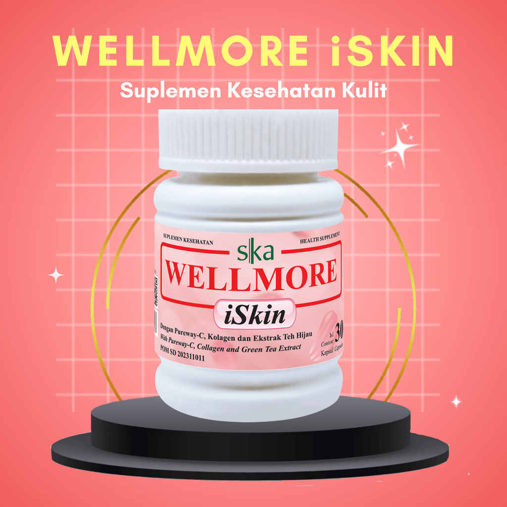 Jual WELLMORE iSKIN | SUPLEMEN KESEHATAN KULIT | VITAMIN C, COLLAGEN DAN EKSTRAK GREEN TEA | 30 ...
