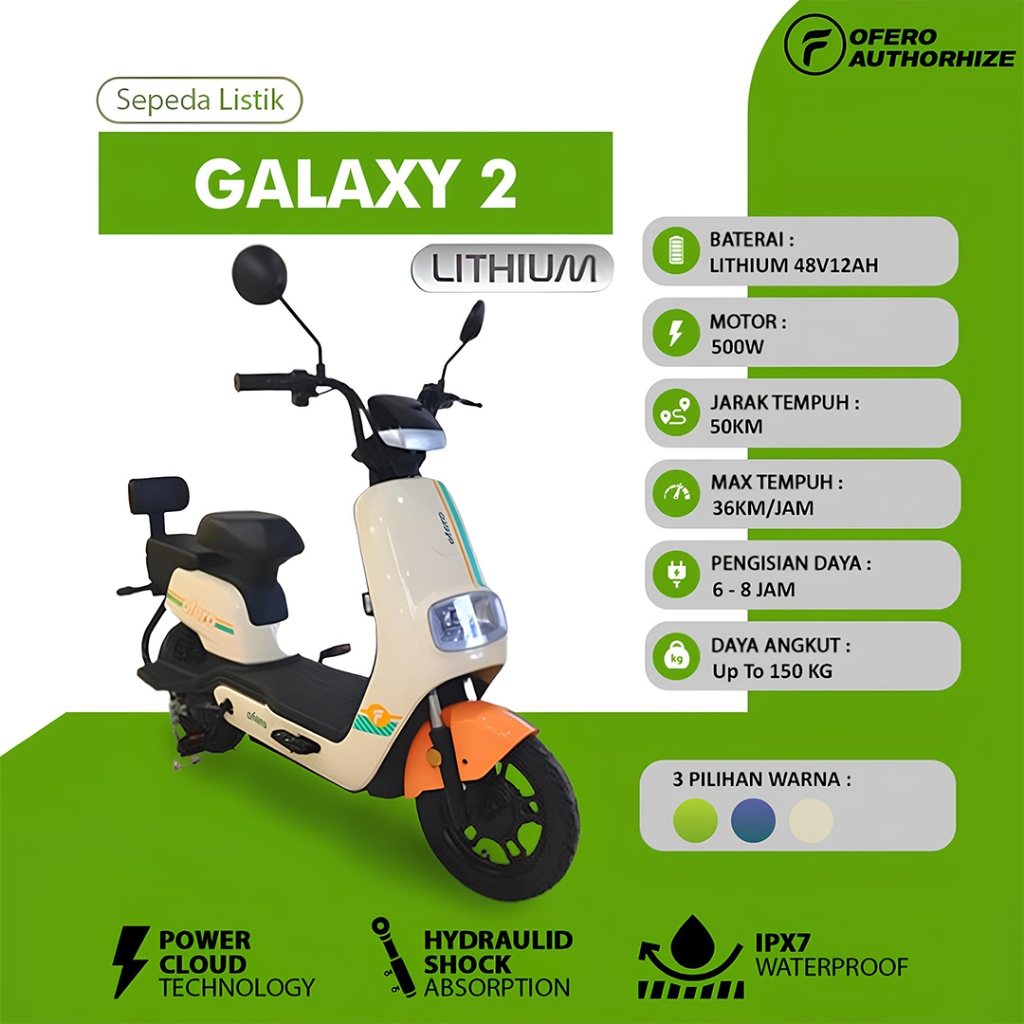 Jual OFFICIAL OFERO Sepeda Listrik New Seri GALAXY 2 Baterai Lithium ...