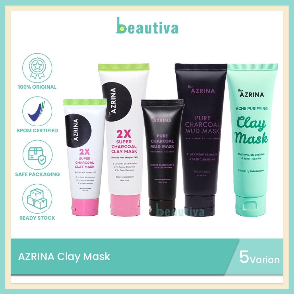 Jual Azrina Clay Mask | Pure Charcoal Mud - Acne Purifying - 2X Super ...