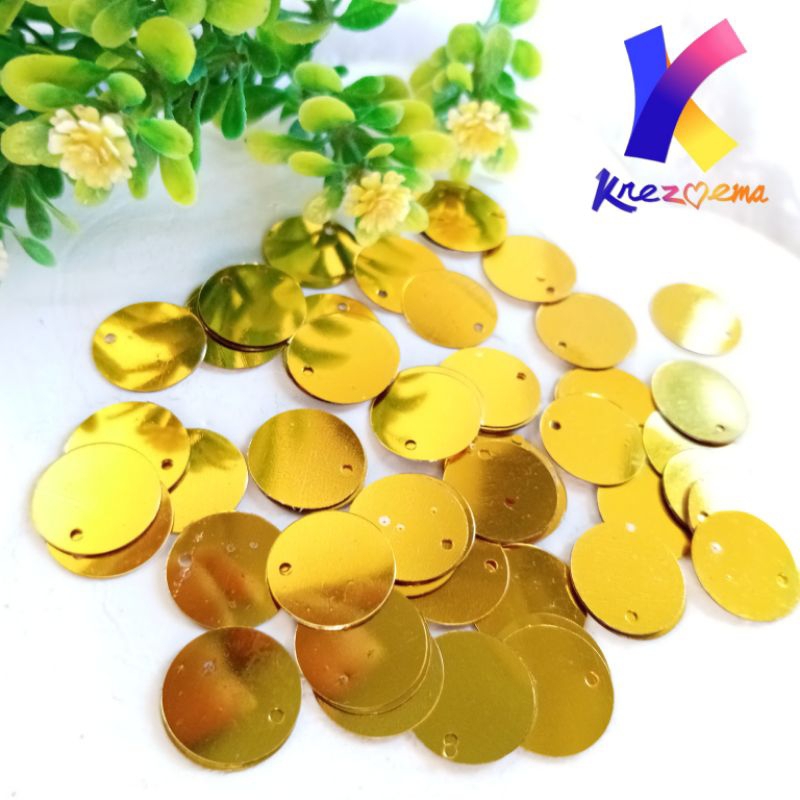 Jual Manik mote squin ramboci gepeng lingkaran warna Gold banyak ...