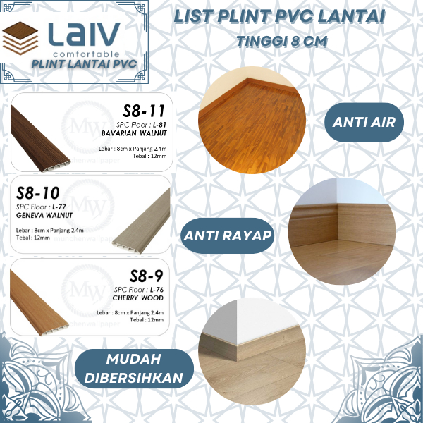 Jual PLINT LANTAI PVC LIST PLANK PVC LIST LANTAI SKIRTING LIST DINDING LIS PARKIT - LAIV ...