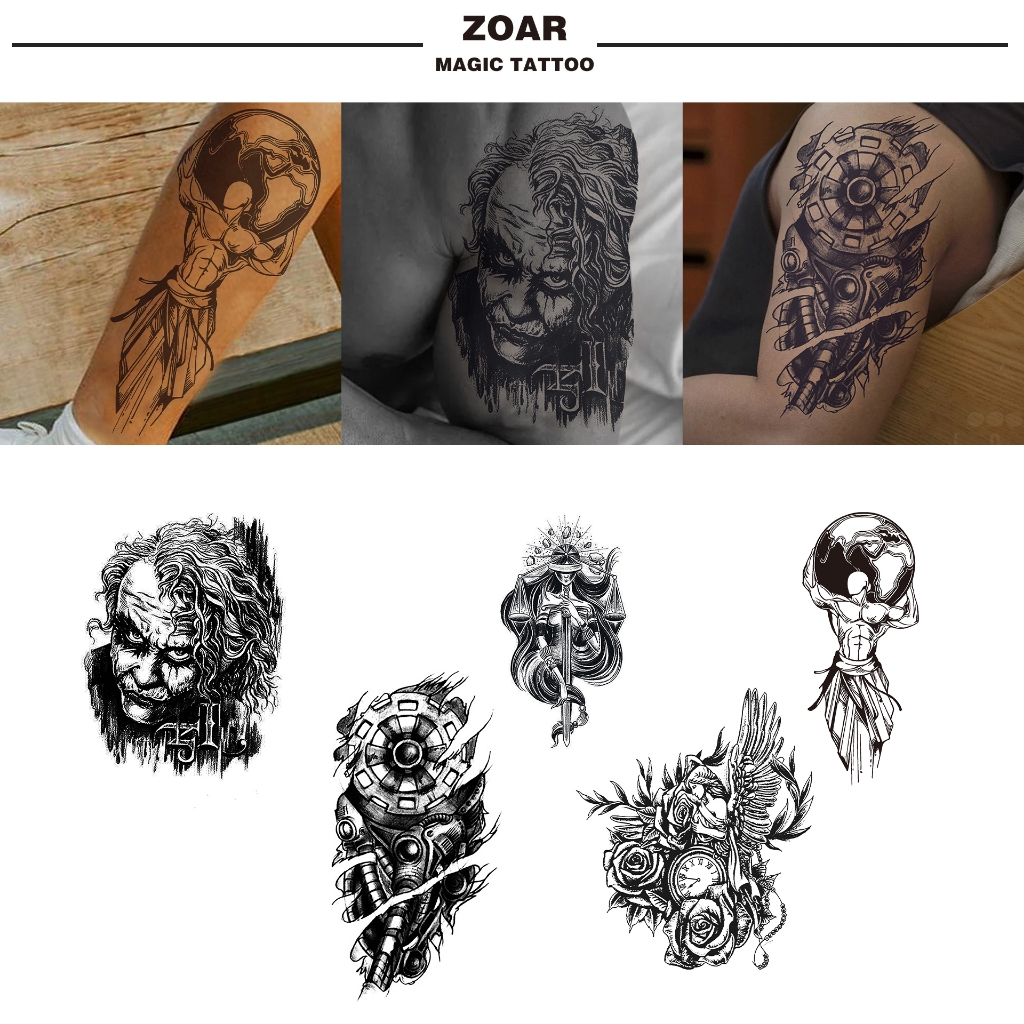 Jual stiker tato sementara ZOAR Y32【kombinasi badut】Tahan lama Tattoo ...
