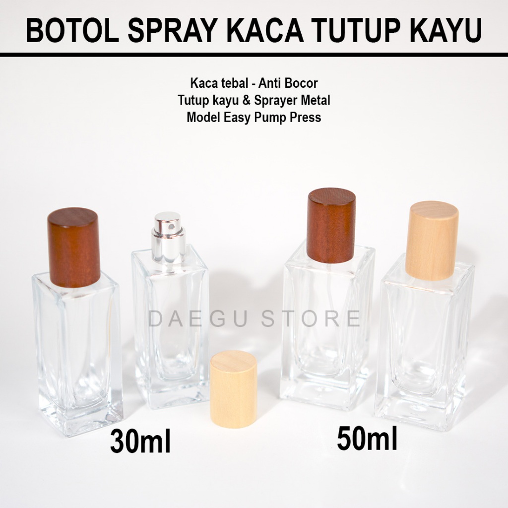 Jual Botol Parfum Spray - Kaca Kotak Tebal Tutup Kayu - Refill / Isi ...