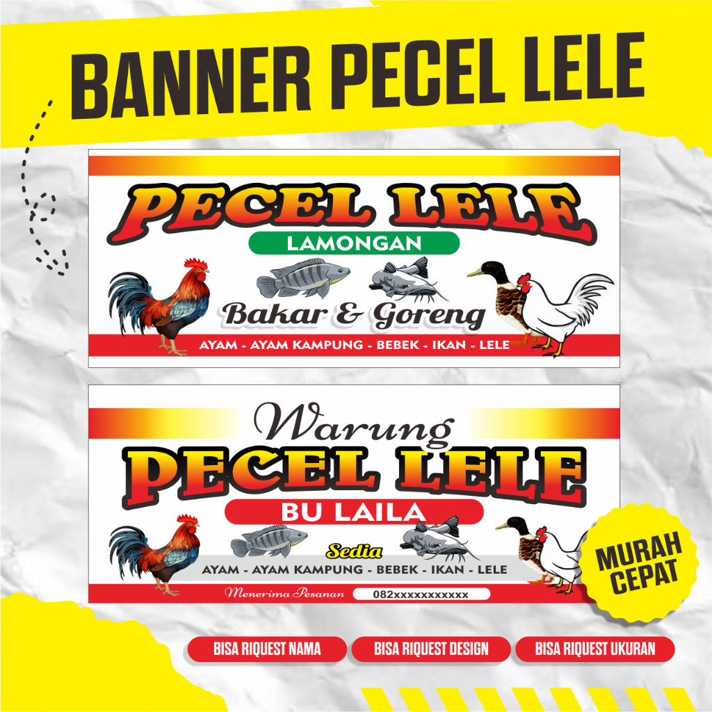Jual Banner Spanduk Pecel Lele Bisa Ganti Nama Dan Design Bahan Flexy ...