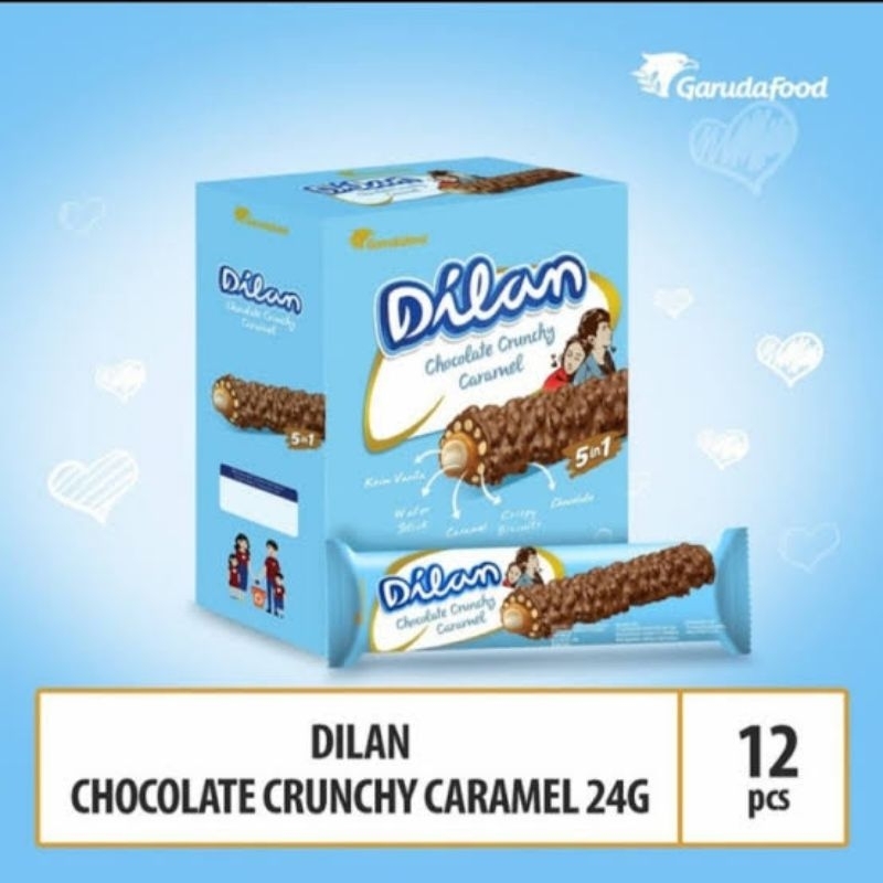 Jual Dilan Chocolate Crunchy Caramel Wafer Roll 1 box / 12 pcs | Shopee ...