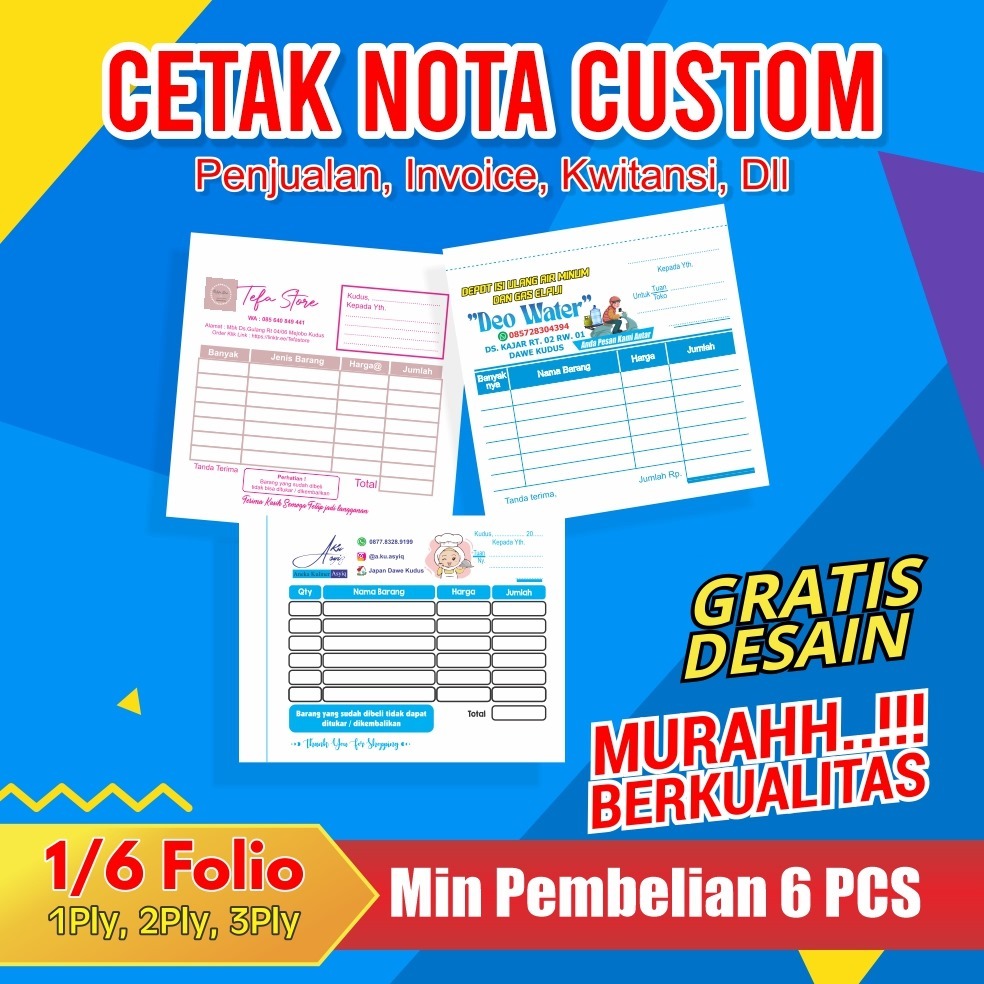 Jual Nota custom warna 1/6 folio isi 50lbr | Shopee Indonesia
