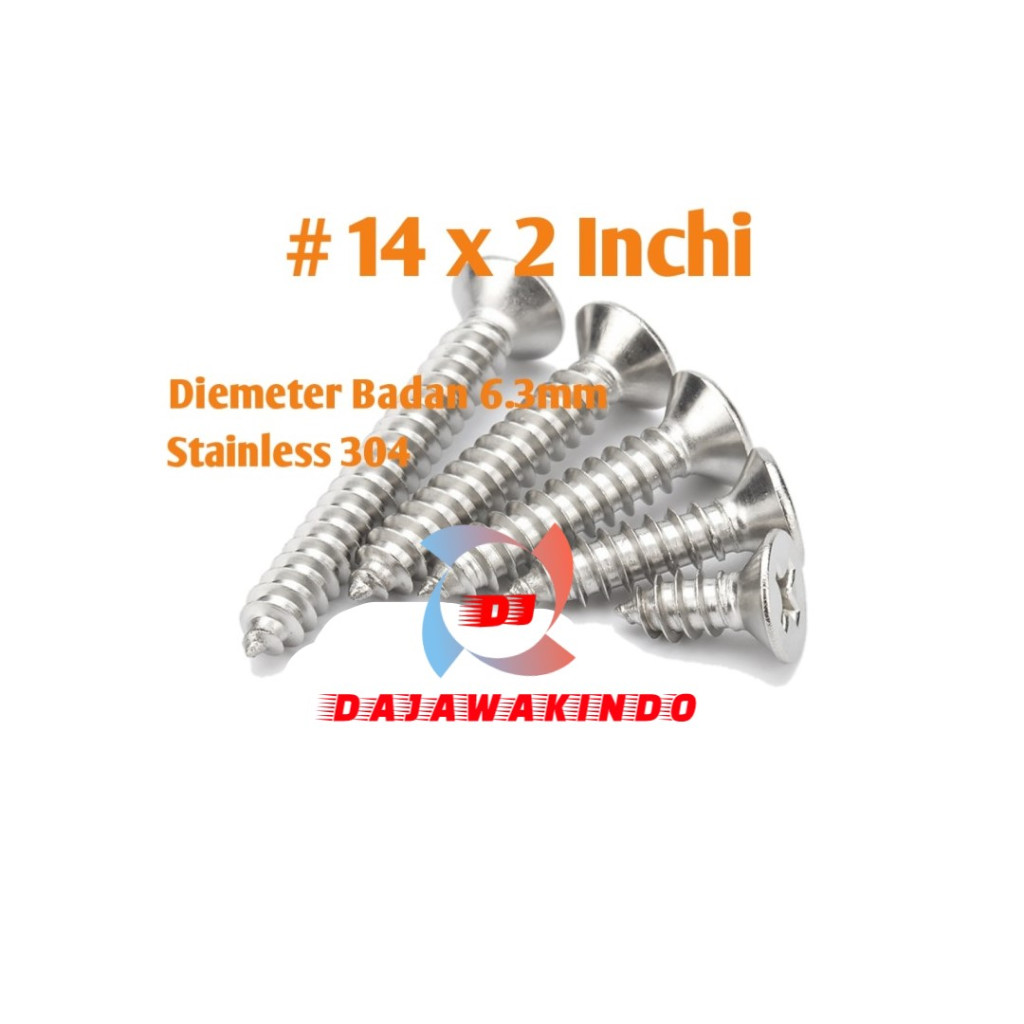 Jual Sekrup Tapping Stainless 14 x 2 / Tapping FH Stainless 304 ...