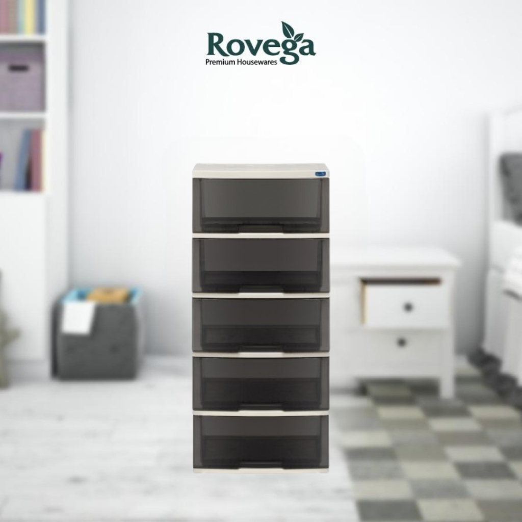 Jual Rovega Kabinet/Laci Lemari Plastik 5 Susun Magnum Tranparant Black ...