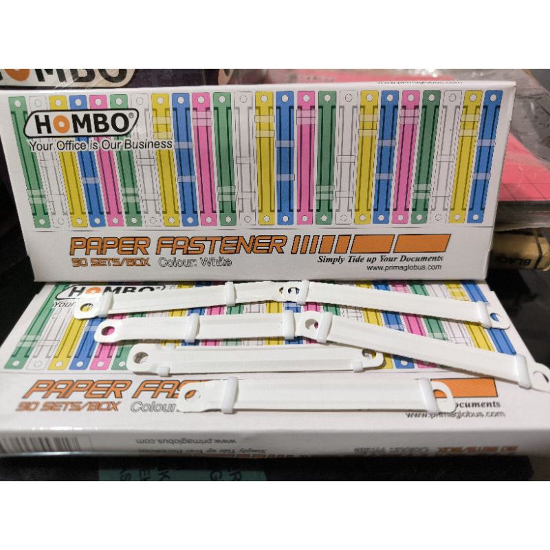 Jual Paper Fastener/pengikat kertas plastik Hombo per kotak | Shopee ...