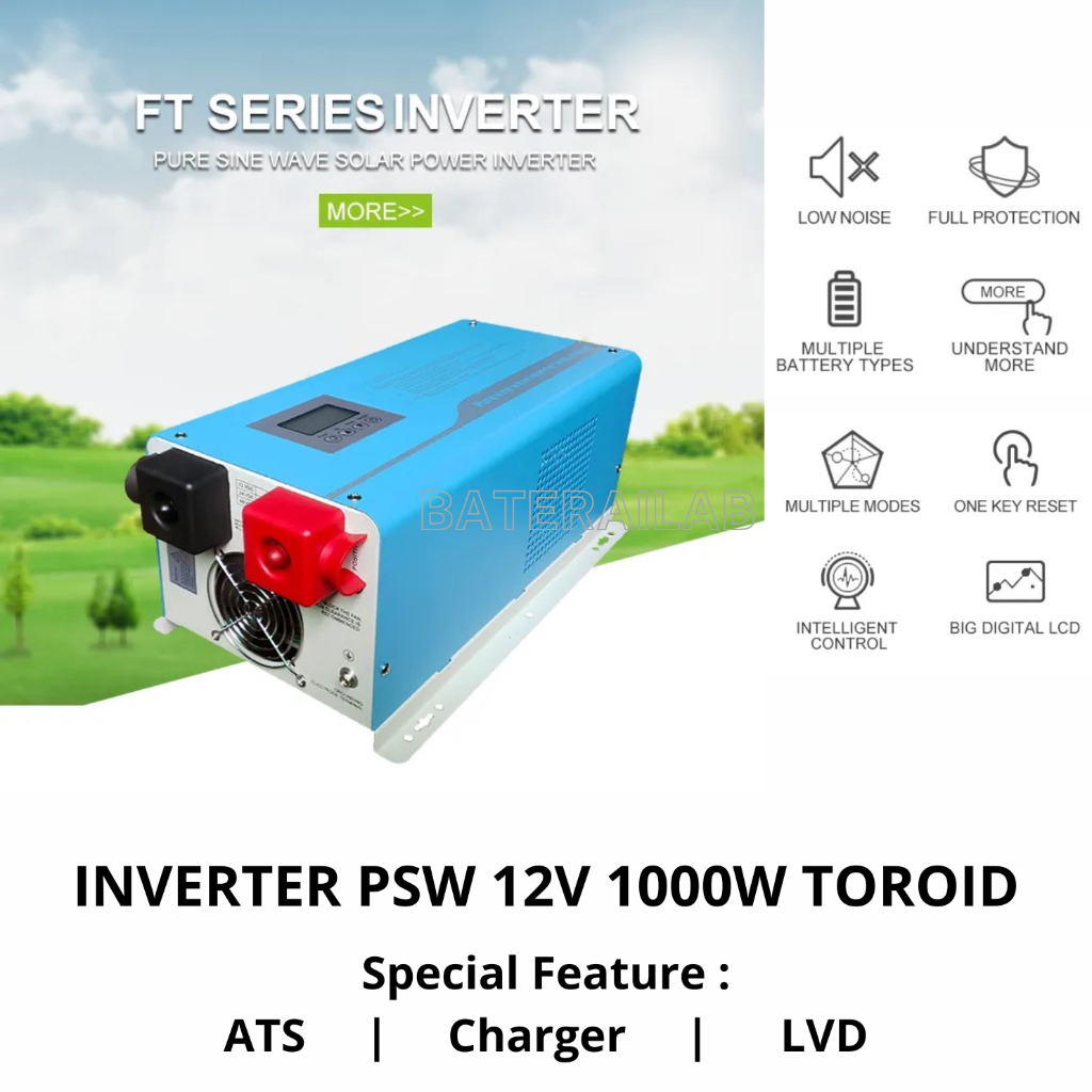 Jual 12V 1000W Offgrid Inverter Trafo Toroid Include Charger | ATS ...
