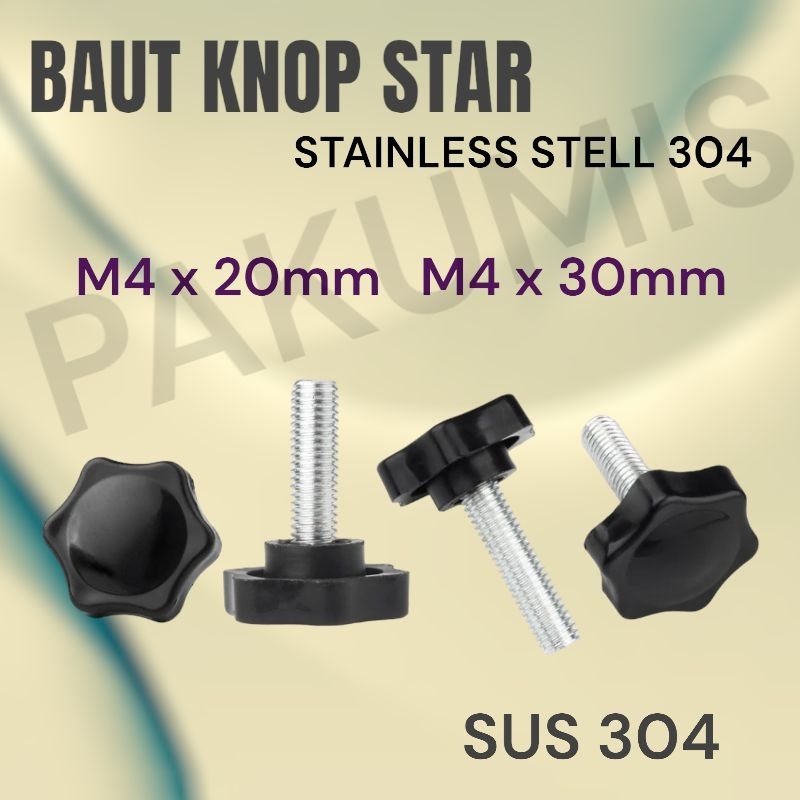 Jual Baut Knop Star M4 Stainless 304 SUS 304 | Shopee Indonesia