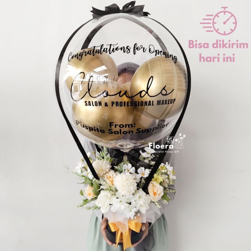 Jual (Bisa dikirim hari ini) Hot air balloon buket balon bunga premium ...