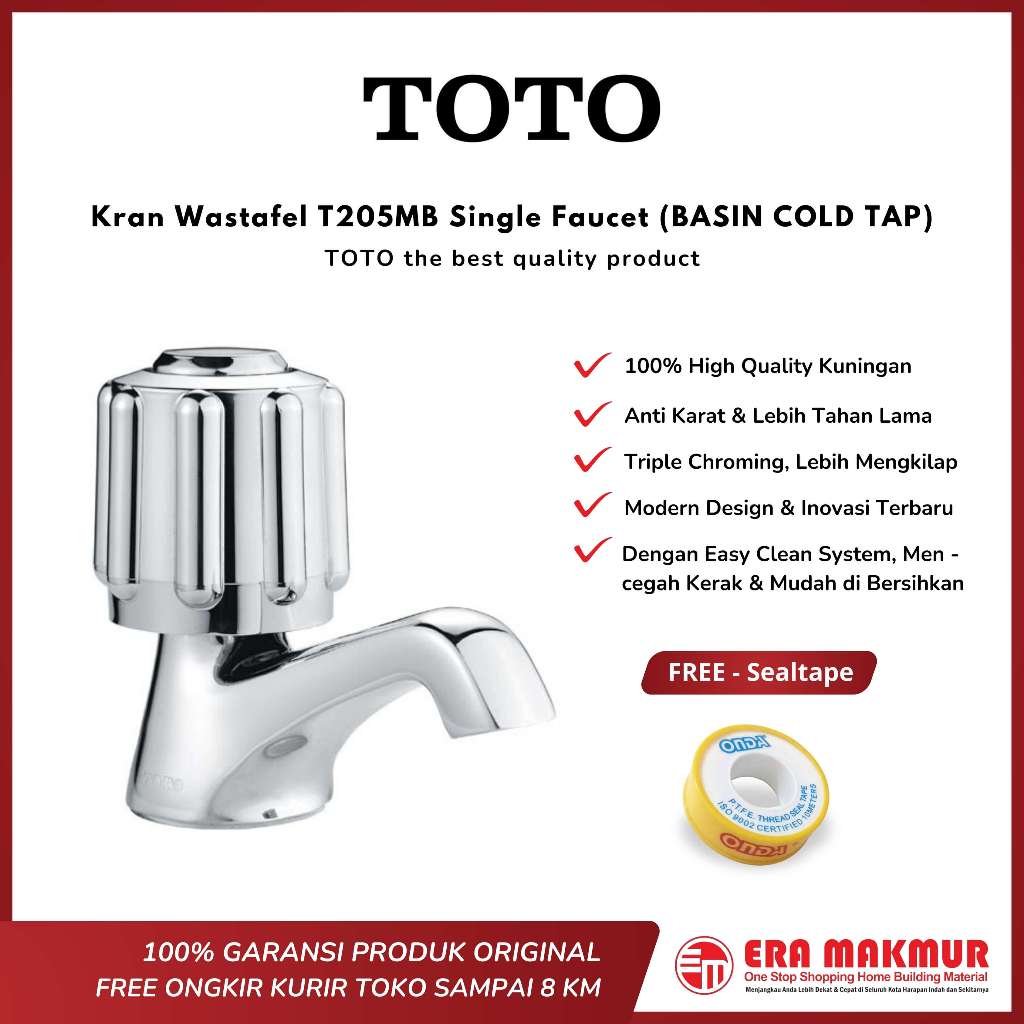 Jual TOTO - Kran Wastafel (Air Dingin) T205MB Single Faucet (Cold Only ...