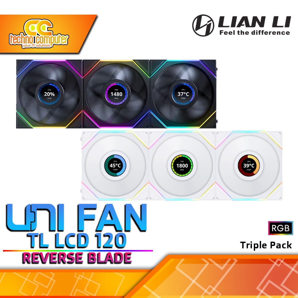 Jual FAN CASING LIAN LI UNI FAN TL LCD 120 REVERSE BLADE - 120mm Triple ...