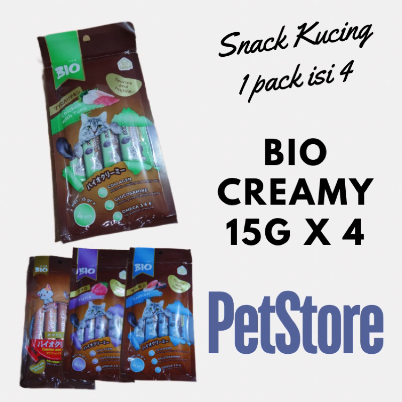 Jual BIO CREAMY TREATS isi 4 pcs Snack Kucing bergizi setara Meo creamy ...