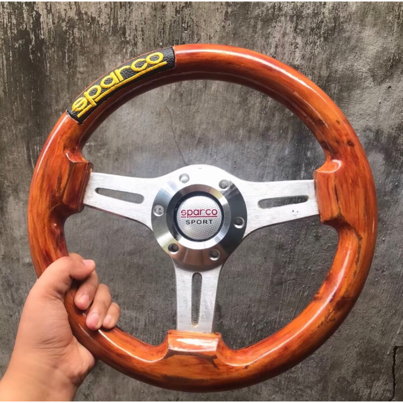 Jual setir mobil racing kayu plat datar logo | Shopee Indonesia