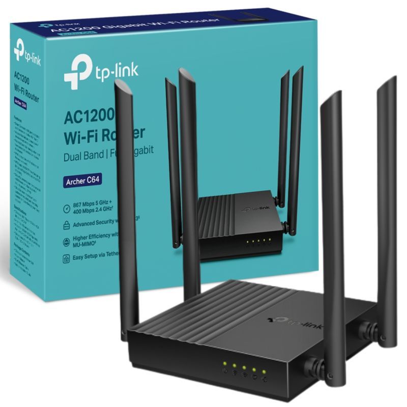Jual TP-LINK TL-ARCHER C64 Dual Banda WiFi Router Gigabit AC1200 | Shopee Indonesia