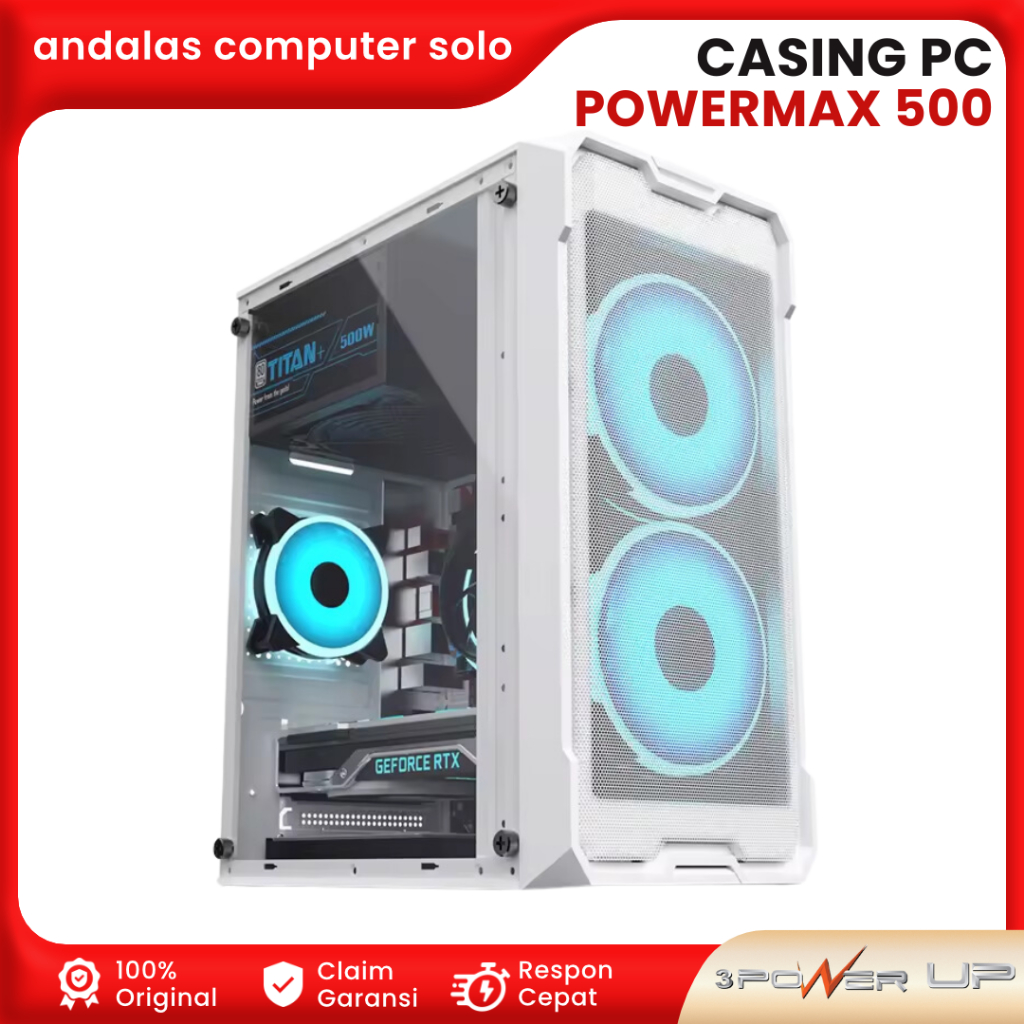 Jual CASING CASE PC GAMING RGB RAPTOR POWER UP POWERMAX 500 WHITE MATX ...